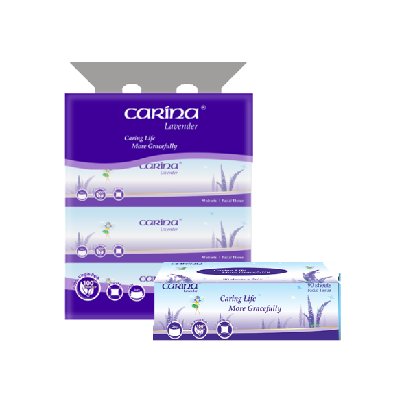 CARINA BOX TISSUE LAVENDER (90s x 4pck)